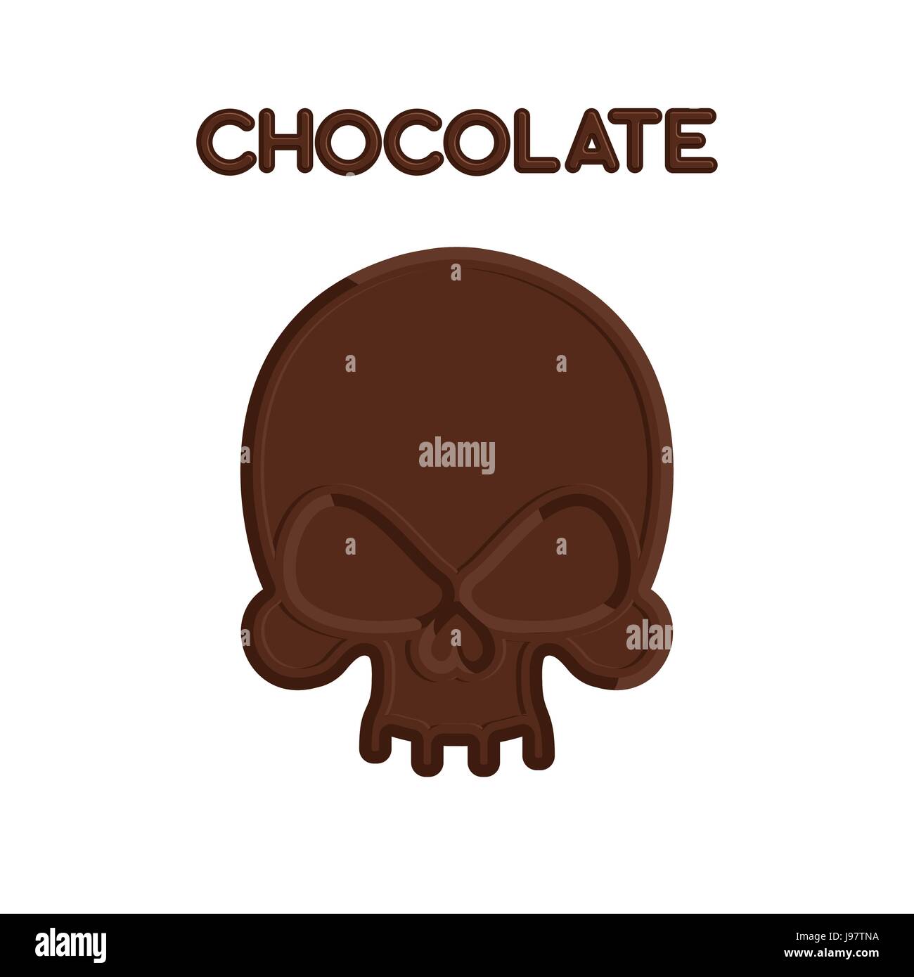 Chocolate Skull. Head skeleton of bittersweet chocolate. Sweet candy in ...