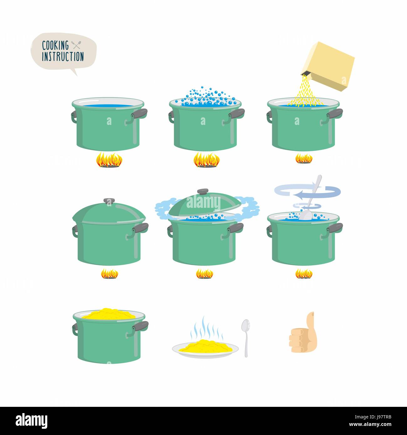 Set icons for instruction. Infographics Cooking porridge Stock Vector ...