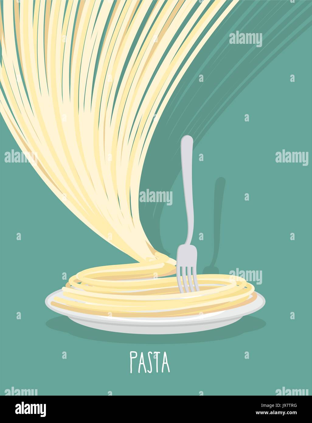 Plate of pasta. A dish of Spaghetti. Vector illustration Stock Vector ...