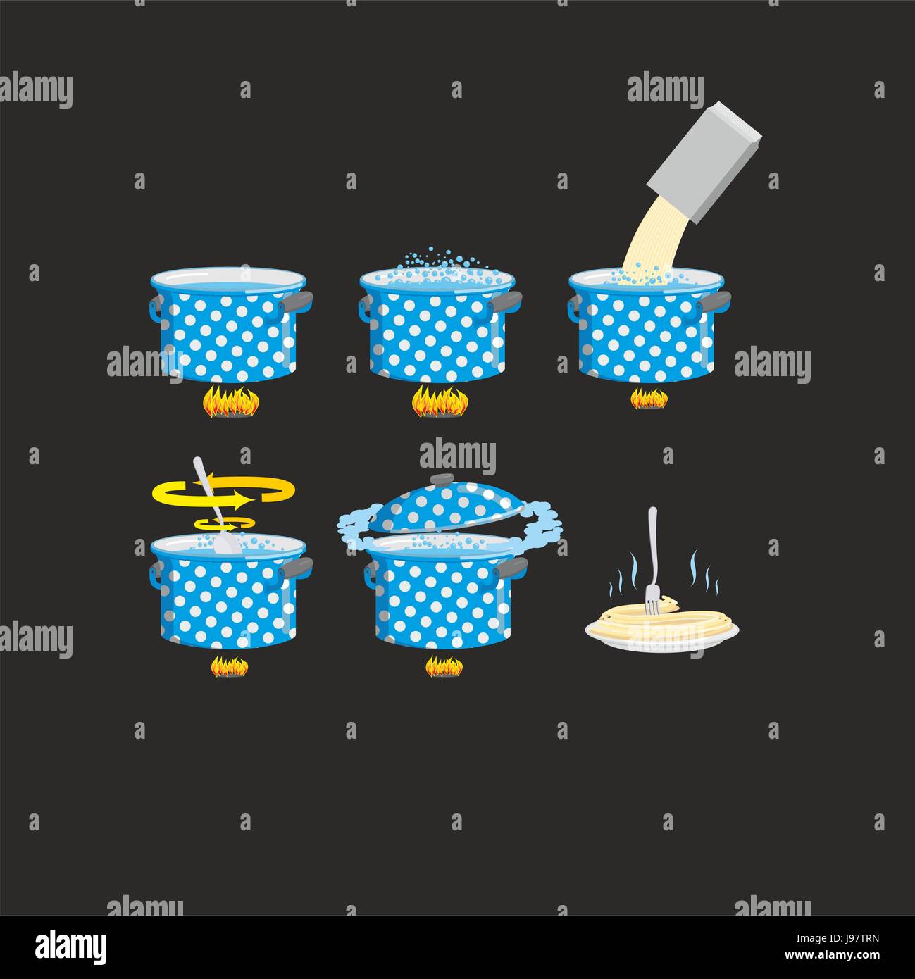Icon set cooking pasta recipe. Vector illustration Stock Vector Image ...