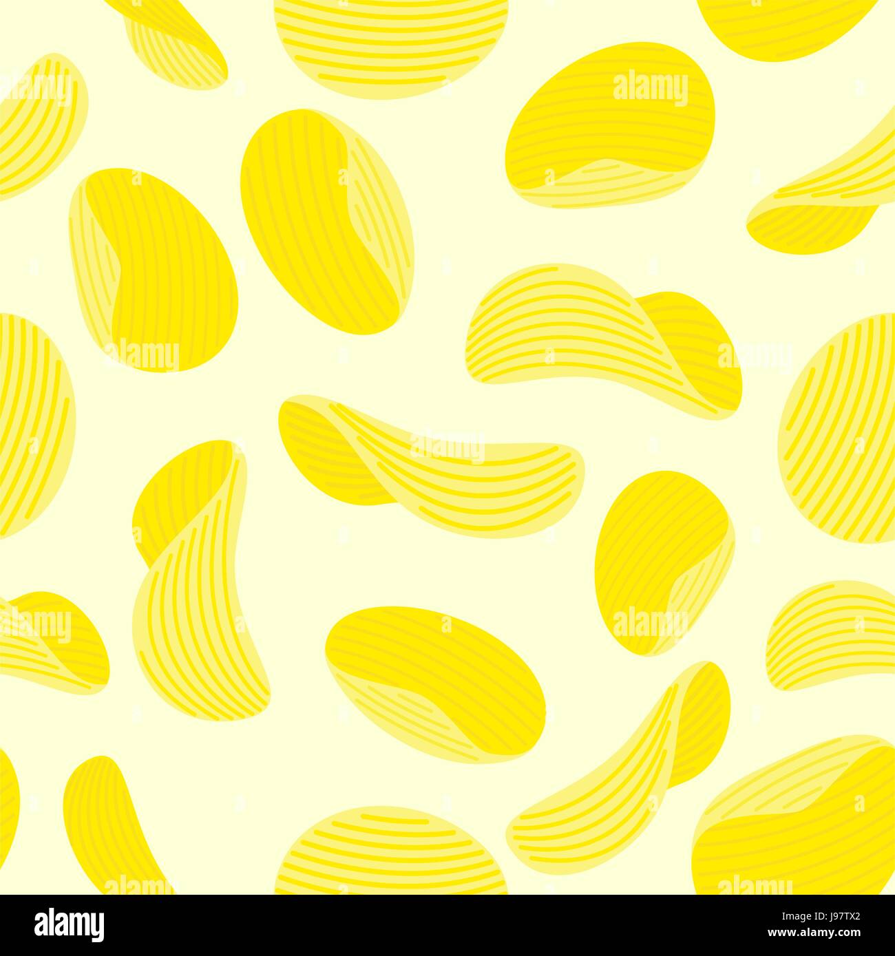 Potato chips seamless pattern. Vector background of food. Fried ...