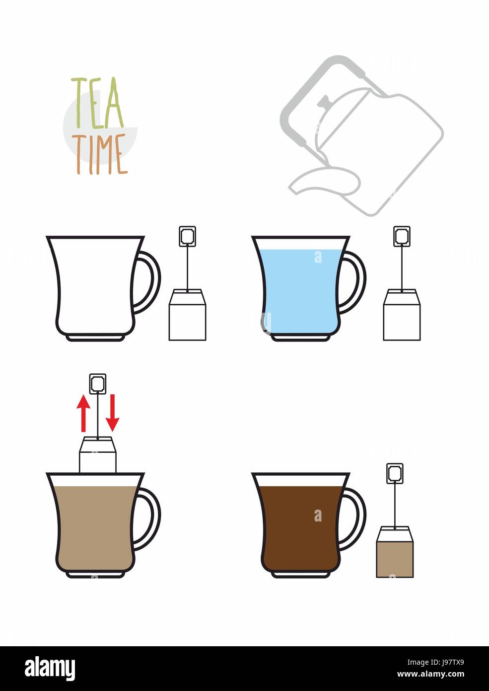 Instruction tea. Infographics steps to make tea from the bag. Vector ...