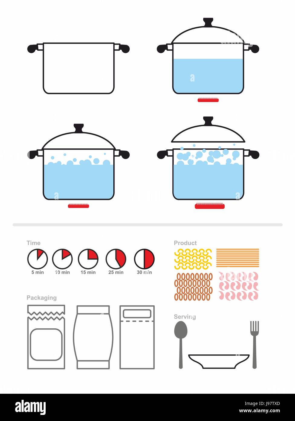 Pasta cooking in pot on Stock Vector Images - Alamy