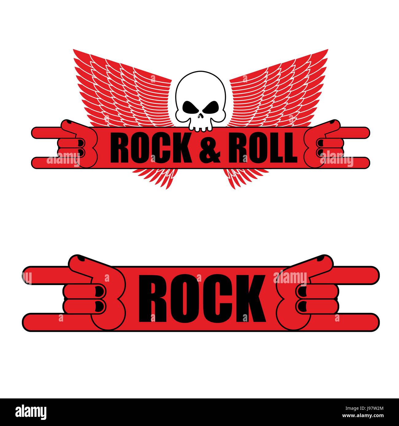 Rock and roll logo. Rock hand sign and wings. Logo for music festival ...