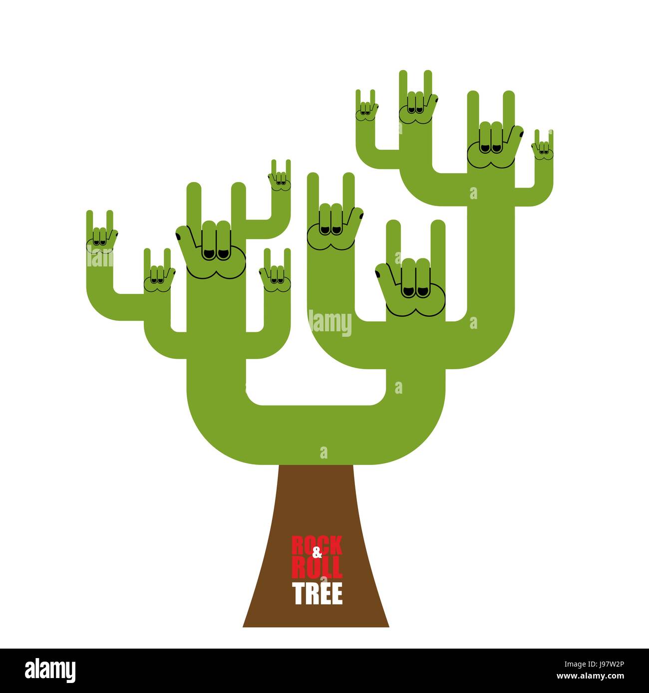 Rock and roll tree. Fantastic tree from rock hand sign. Plant for ...