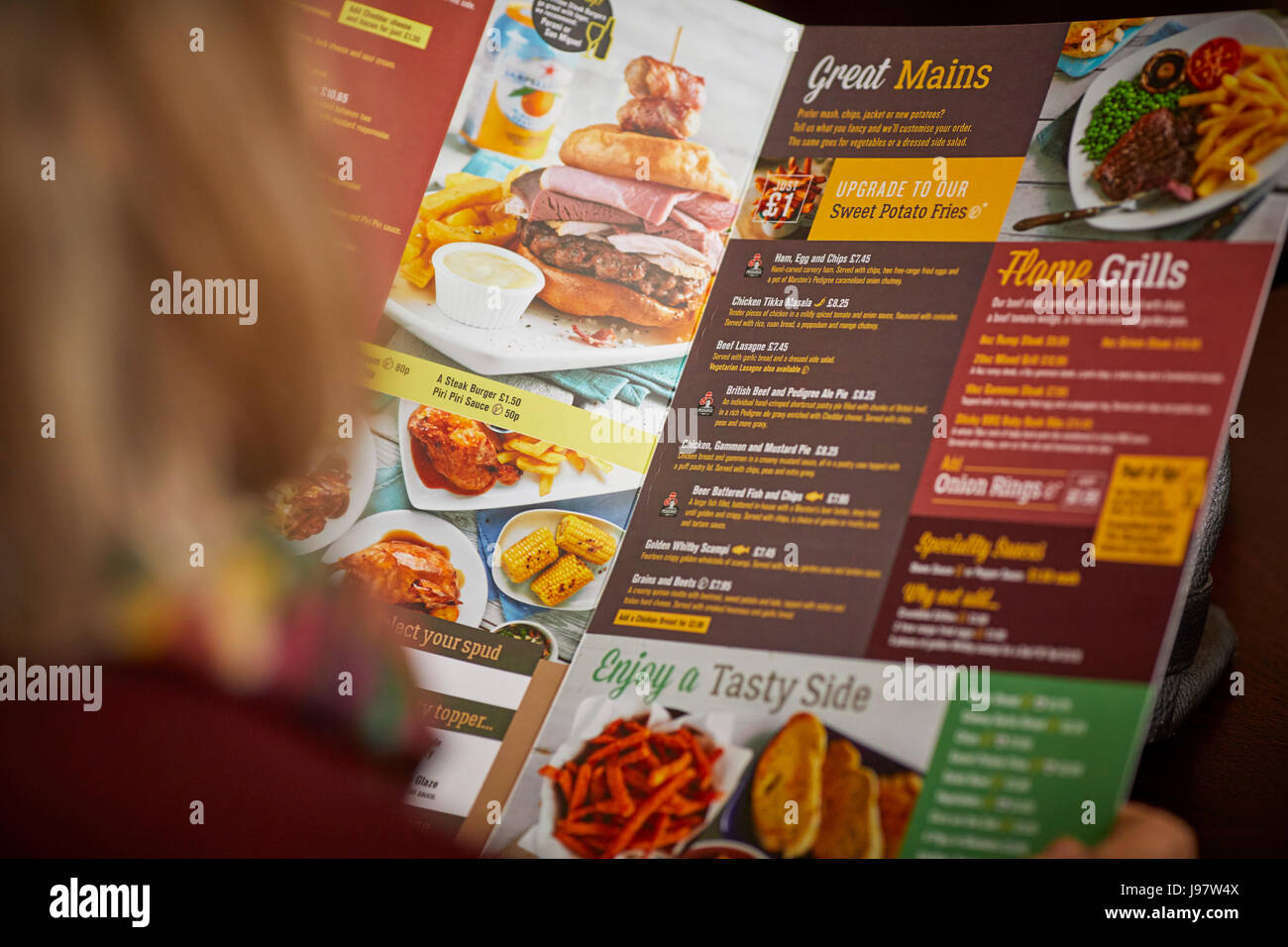 Carvery pub, traditional carved and pub food on a menu Stock Photo - Alamy