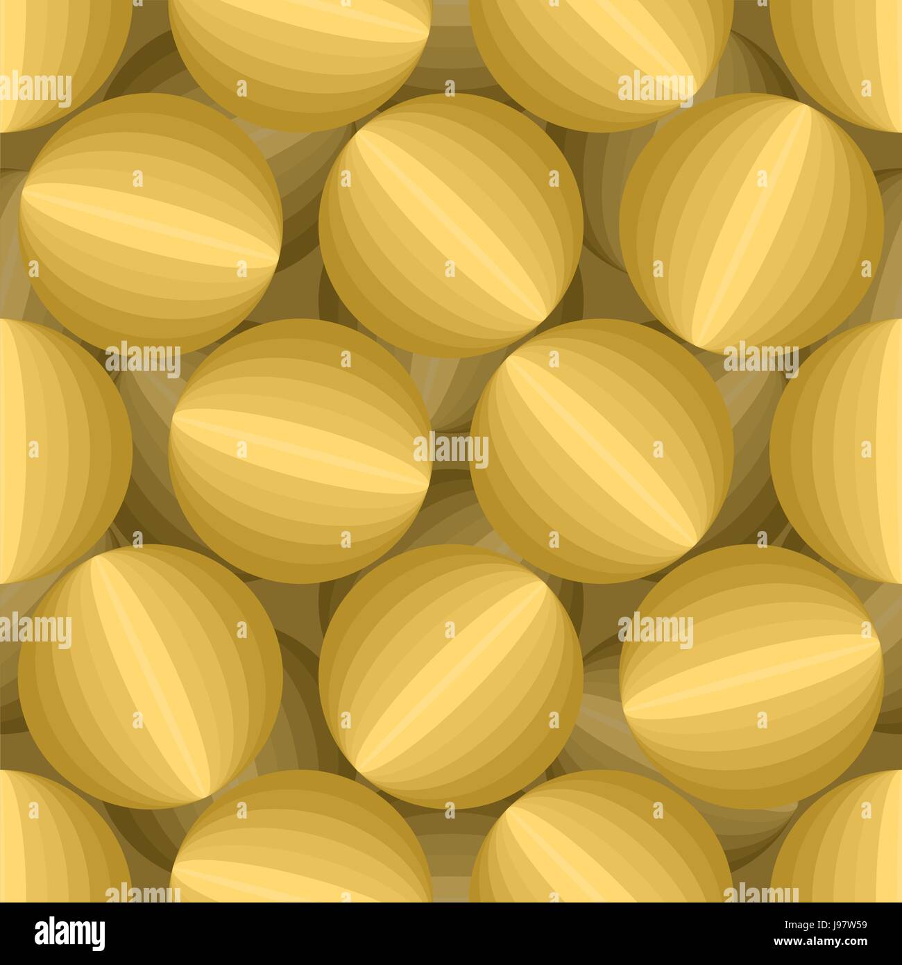 Gold 3D Balls seamless pattern. Three-dimensional vector background ...