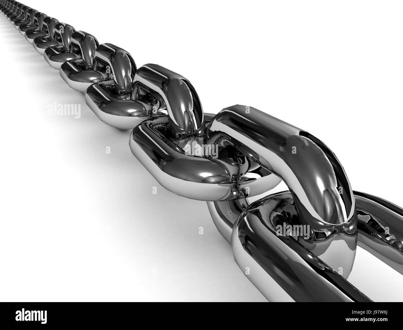 Chromed chain over white background. 3D Concept illustration Stock ...