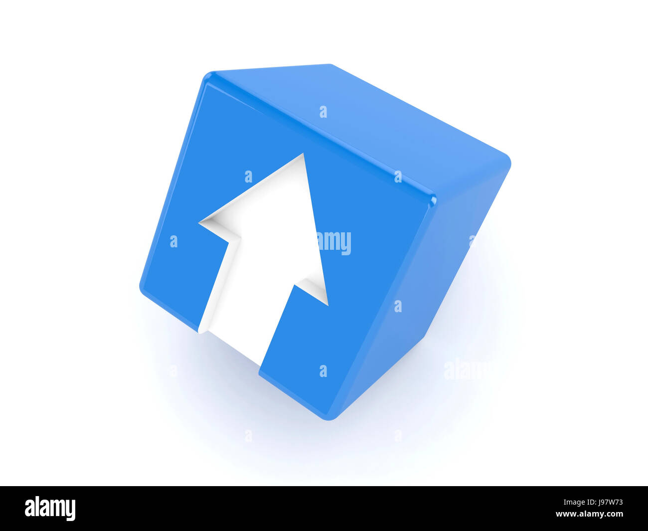 3D blue cube with an arrow pointing up. Concept illustration Stock ...