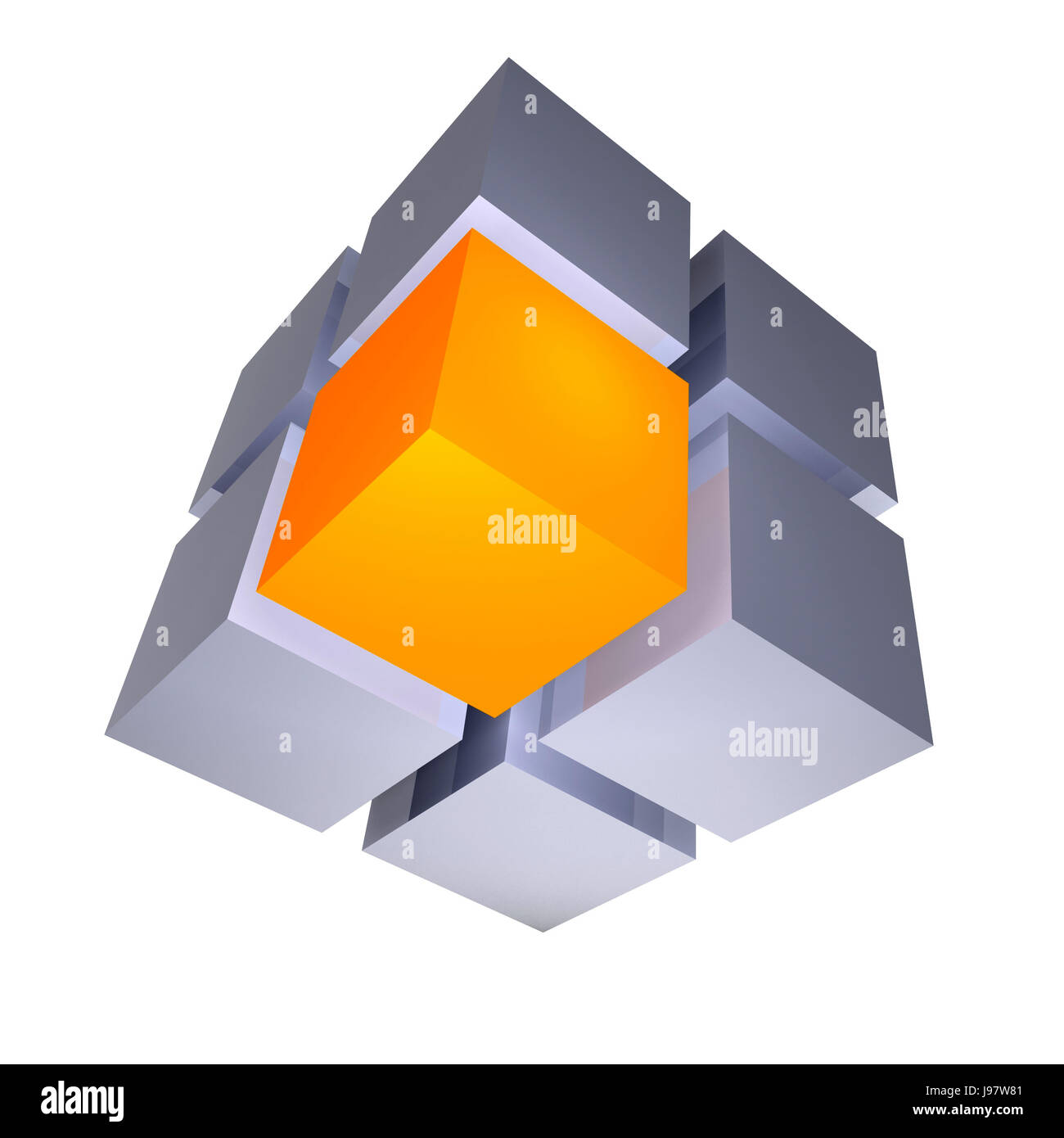 3D cube with unique segment. Concept illustration Stock Photo - Alamy