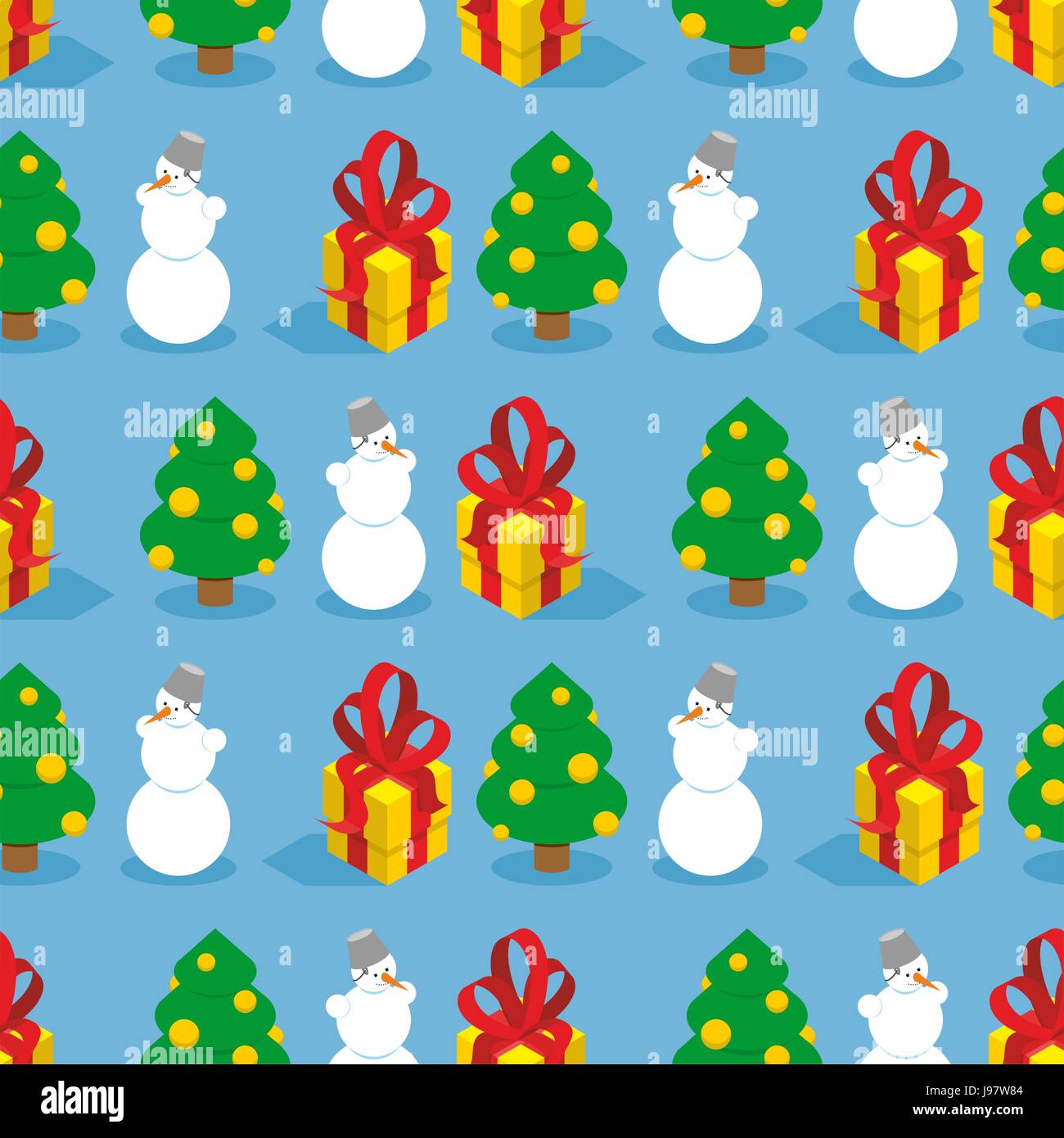 Christmas seamless pattern. Symbols of winter holiday: Christmas tree ...