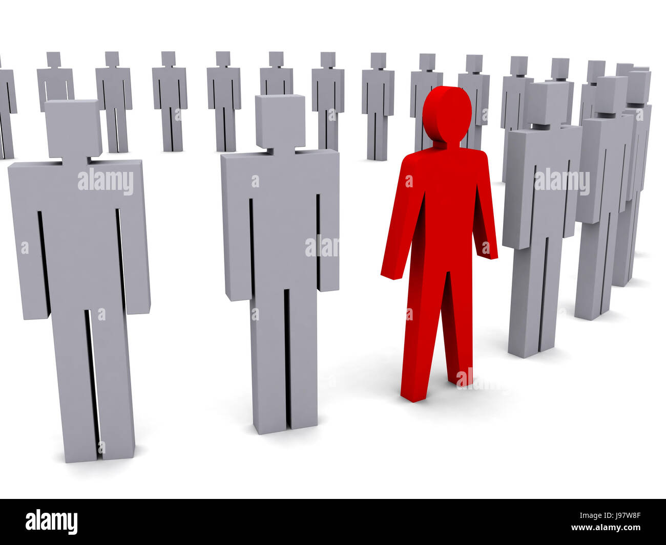 Unique person in row. Concept 3D illustration Stock Photo - Alamy