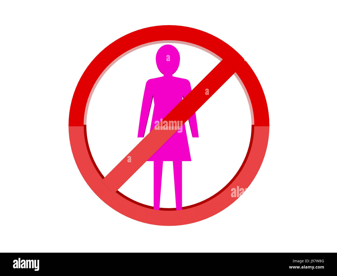 Women not allowed forbidden red sign. Concept 3D illustration Stock ...