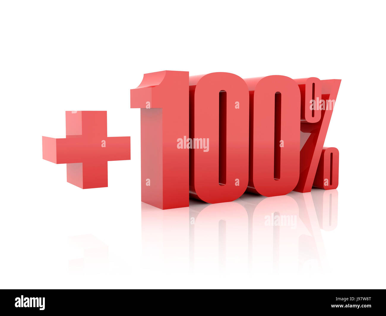 Plus 100 percent. Concept 3D illustration Stock Photo - Alamy