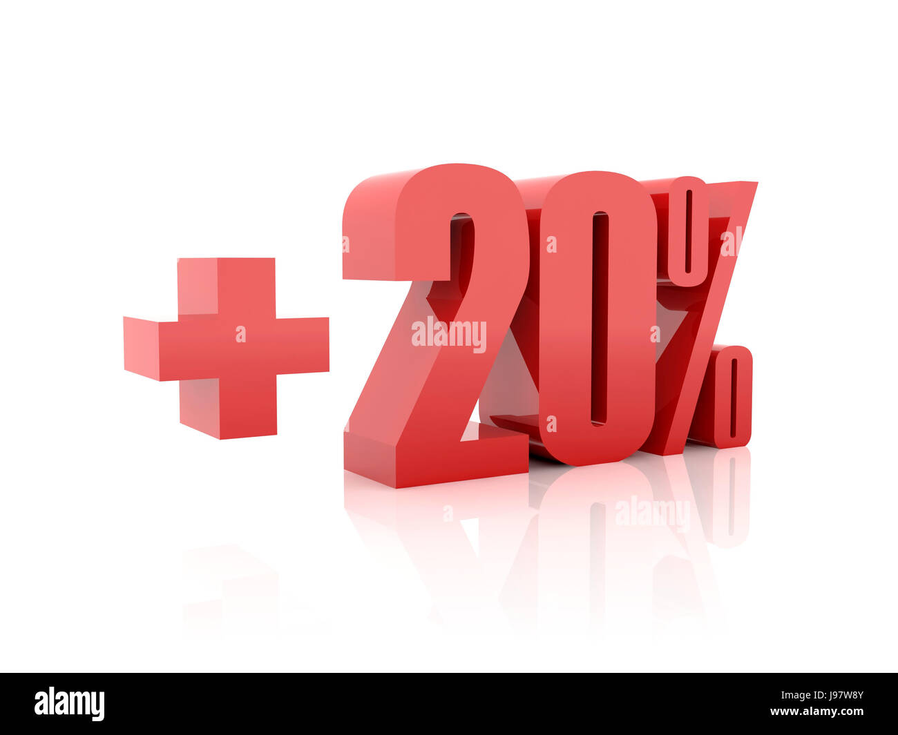 Plus 20 percent. Concept 3D illustration Stock Photo - Alamy