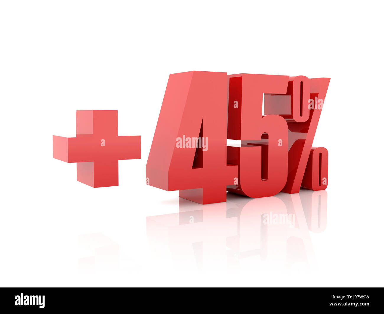 Plus 45 percent. Concept 3D illustration Stock Photo - Alamy