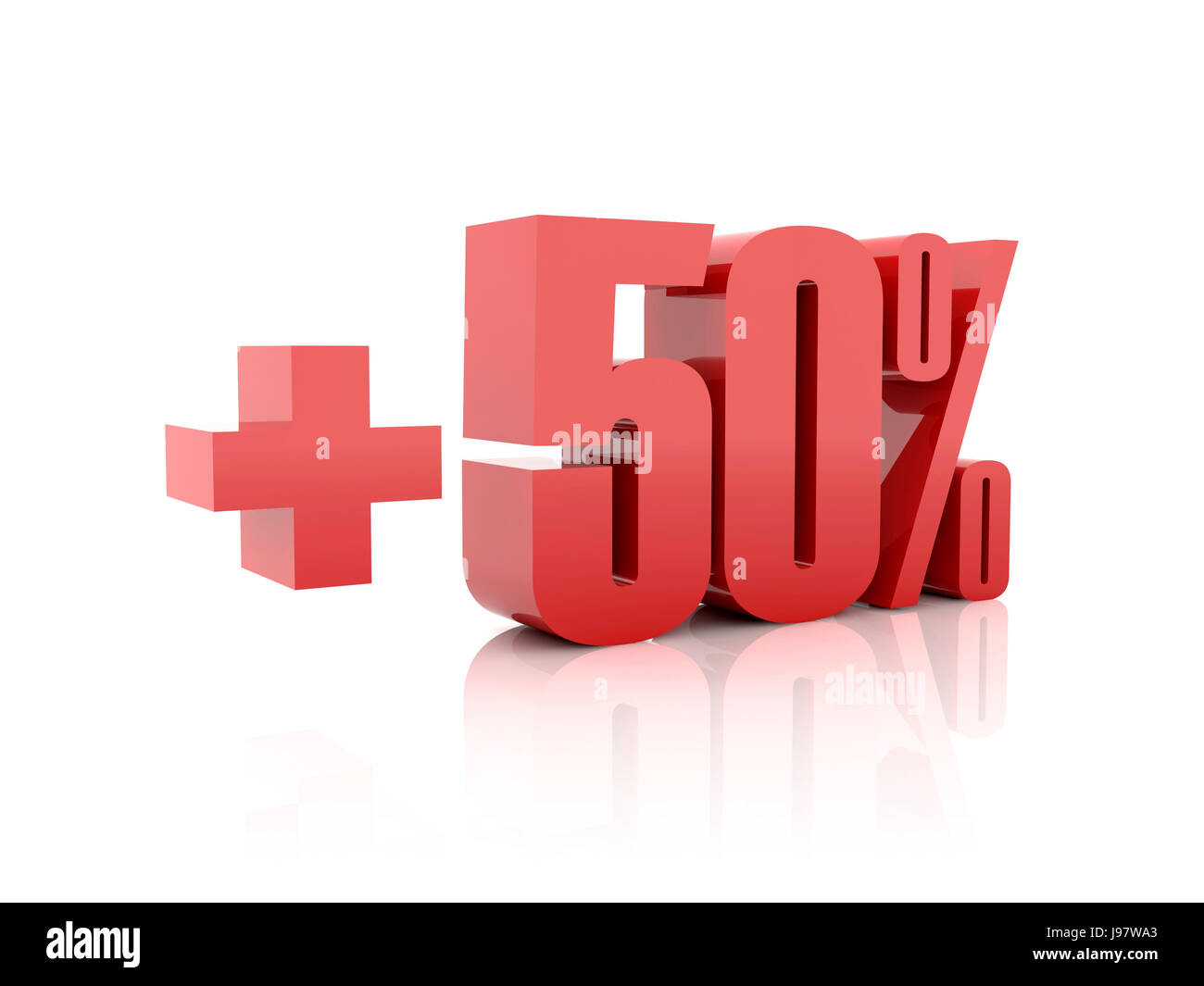Plus 50 percent. Concept 3D illustration Stock Photo - Alamy