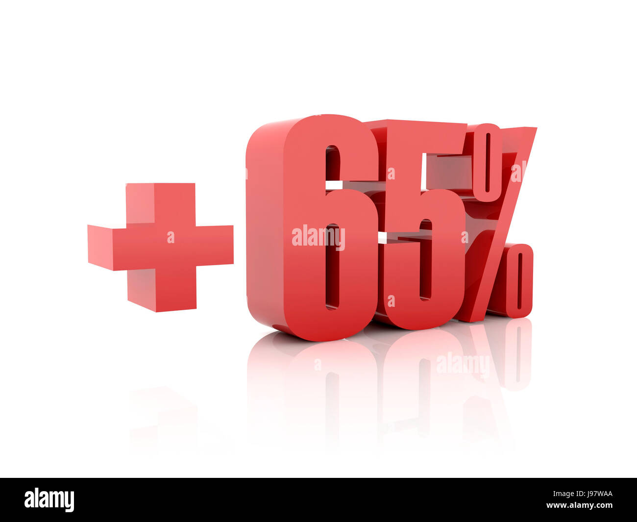 Plus 65 percent. Concept 3D illustration Stock Photo - Alamy