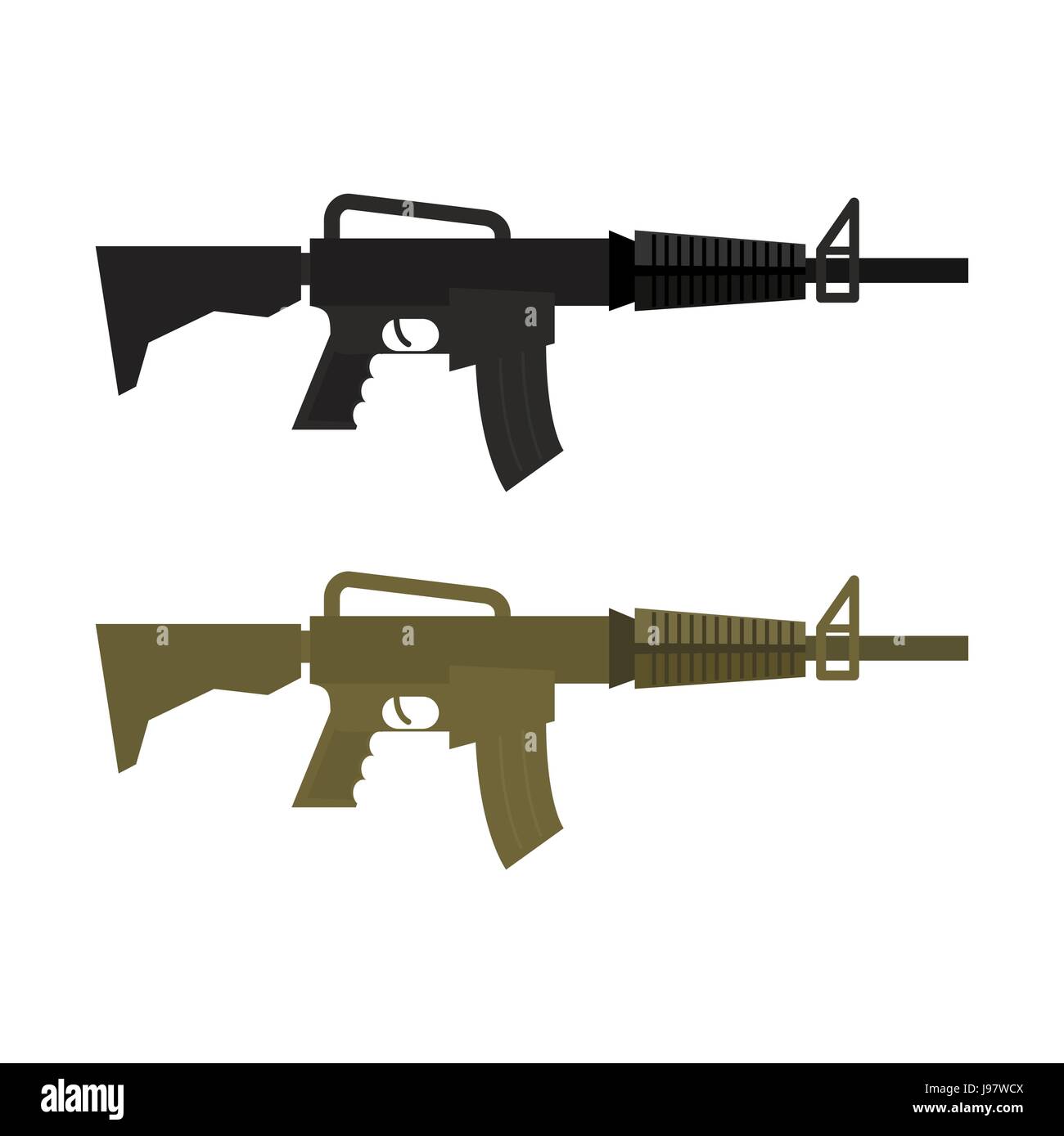 Army Military machine gun. Set of two martial infantry weapons. Rifles ...