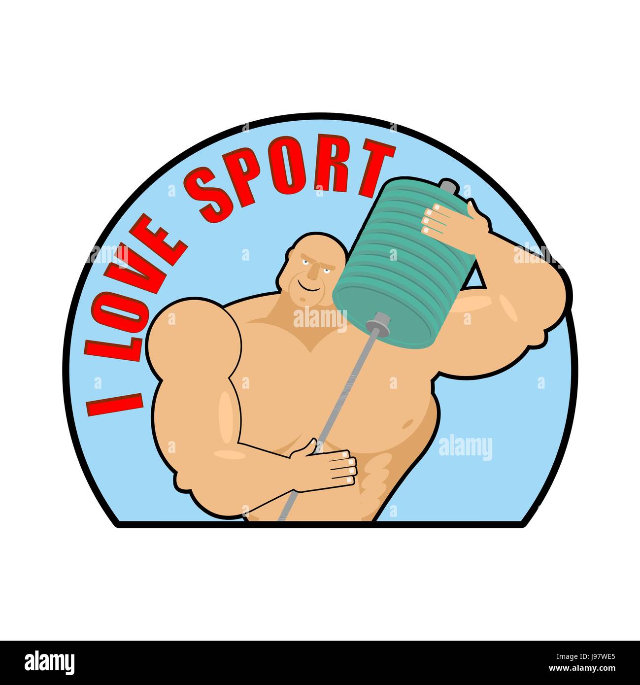 I love sport. Emblem, sign for fans of bodybuilding. Man hugs. Vector ...