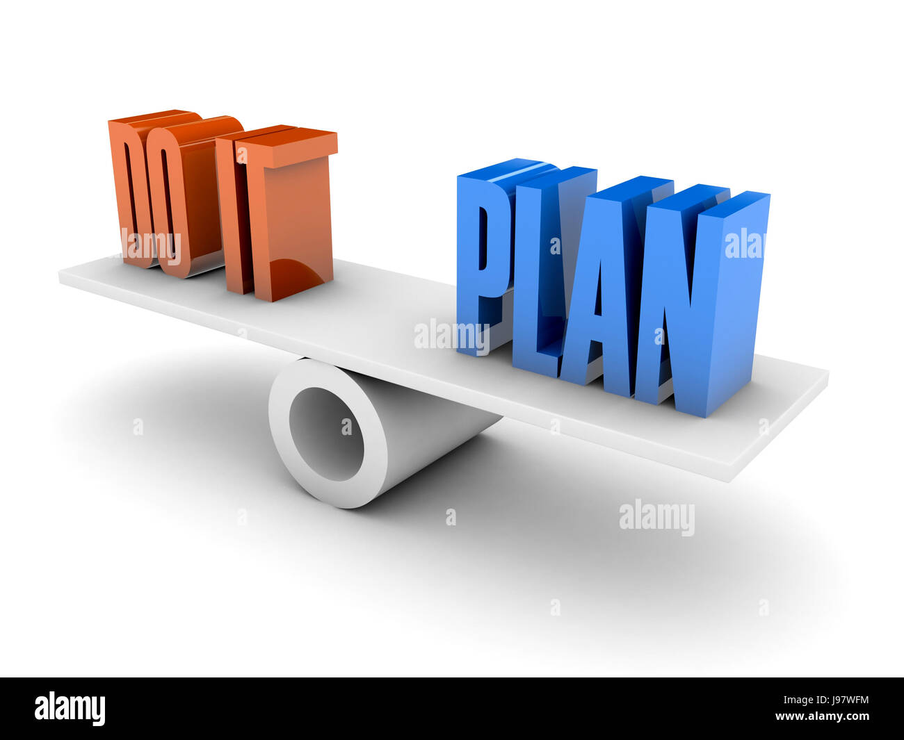 Do It and Plan balance. Concept 3D illustration Stock Photo - Alamy