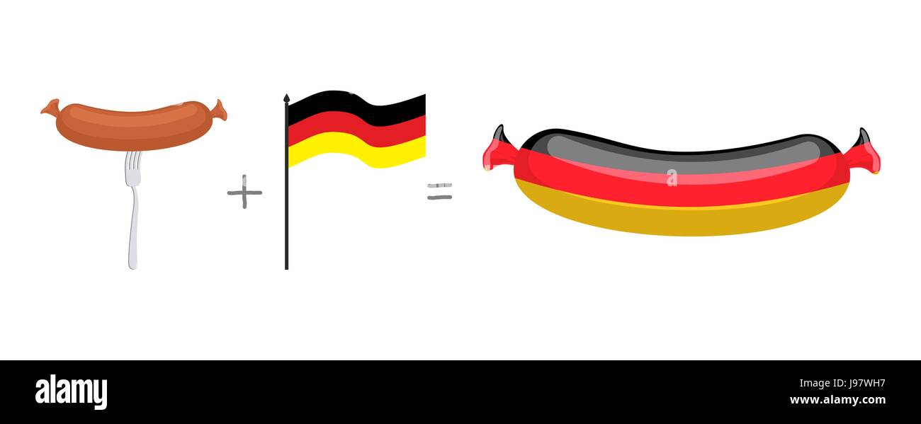 Sausage and German flag. Made in Germany, traditional German quality ...