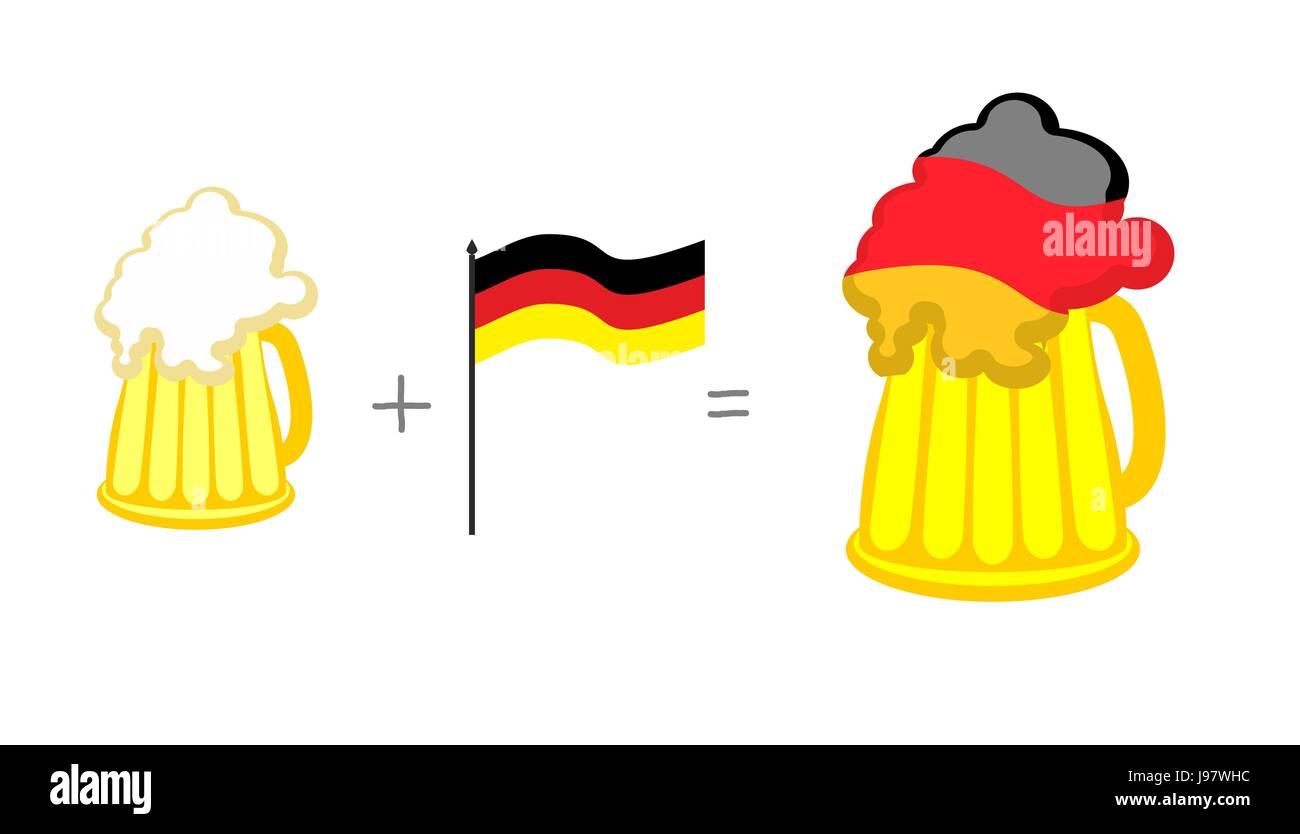 Beer and German flag. Mathematical formula: beer mug plus flag of ...
