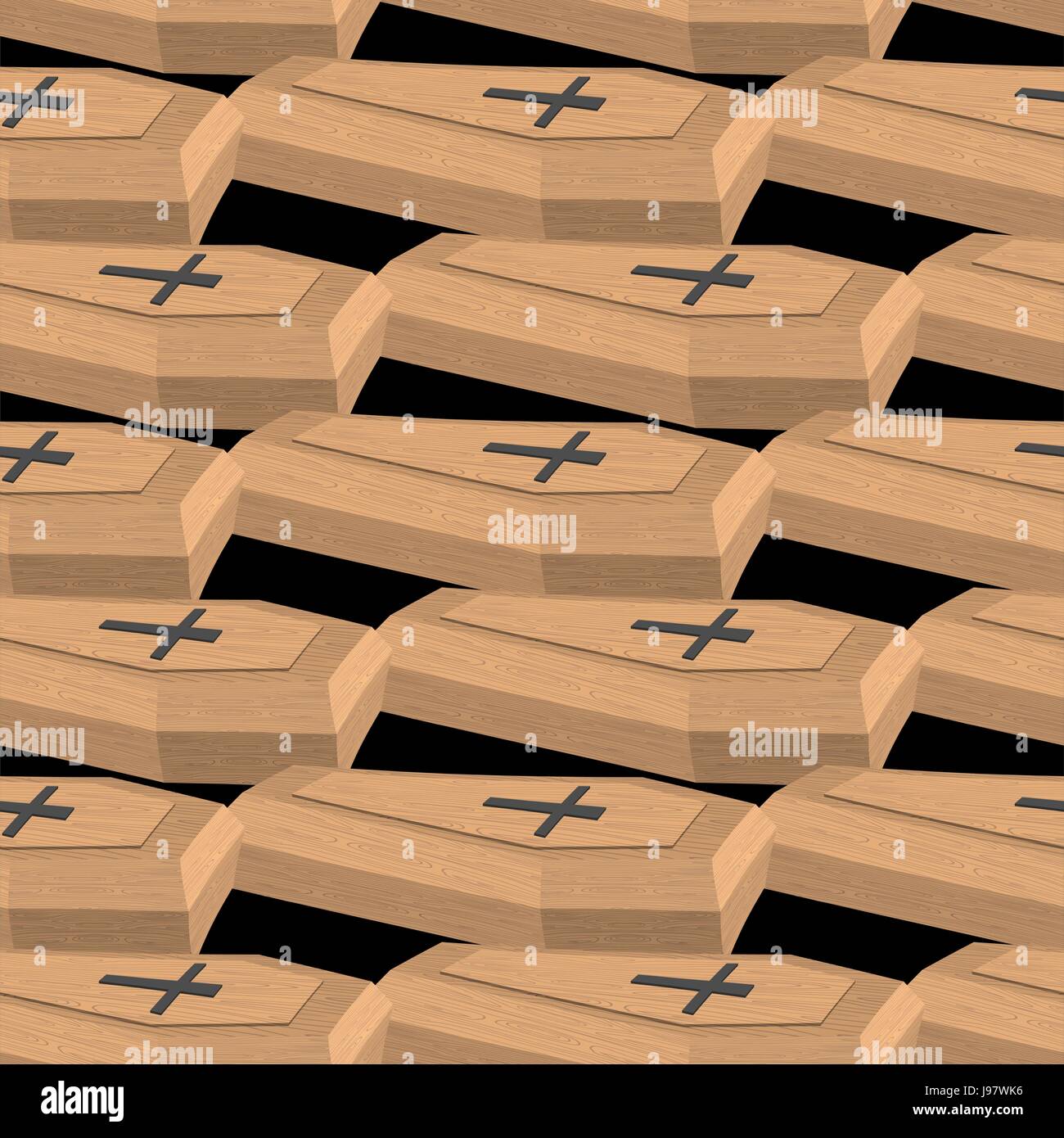 Wooden coffins seamless pattern. Vector background cemetery Stock ...