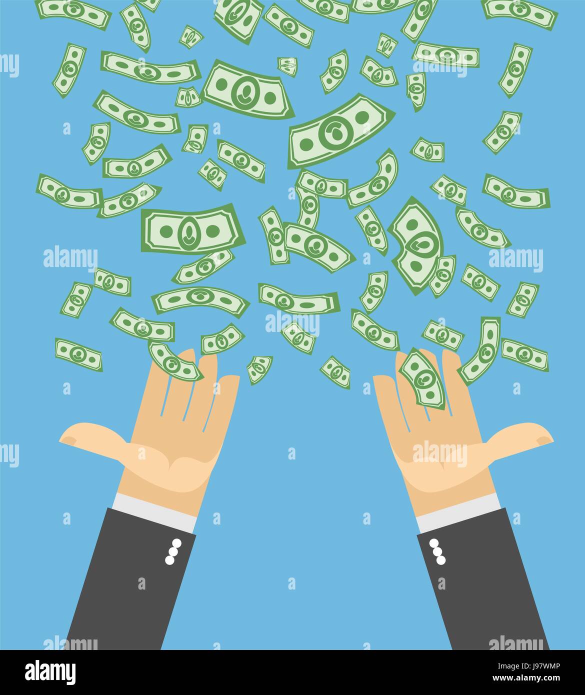 Hand catch money. Money rain. Falling money. Cash flow. Business ...