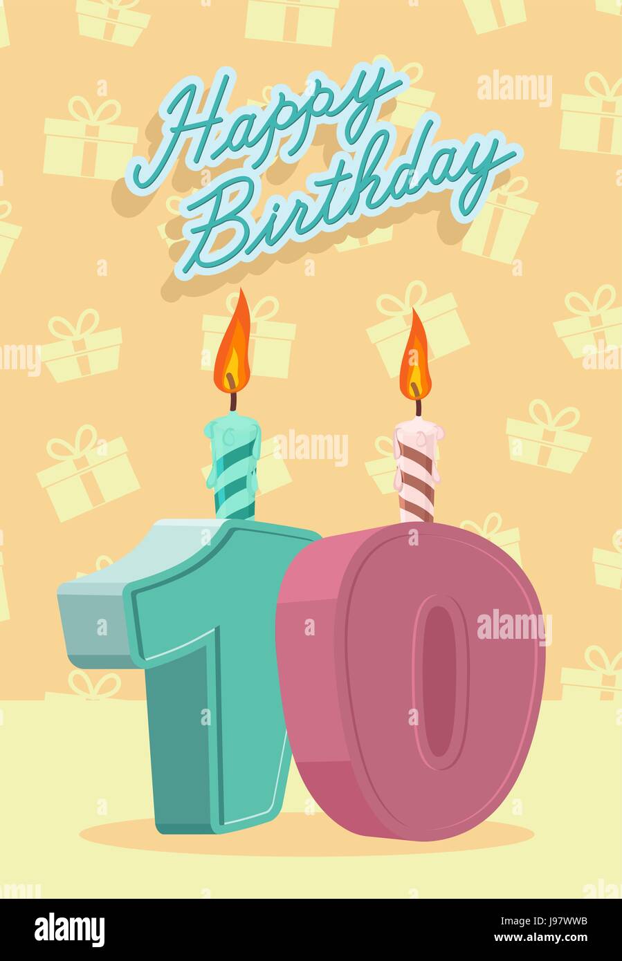 Happy birthday card with 10th birthday. Vector illustration Stock ...