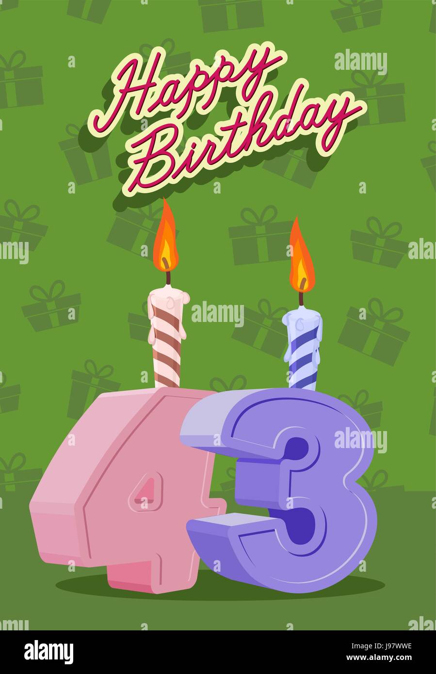 43 year Happy Birthday Card. Vector illustration Stock Vector Image ...