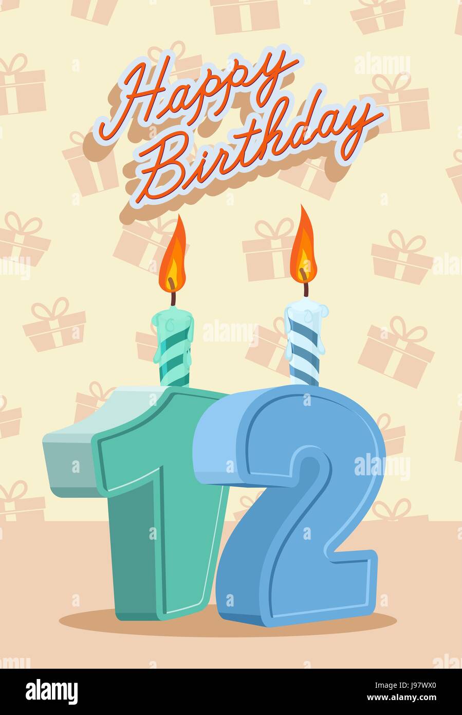 Birthday candle number 12 with flame. vector illustration Stock Vector ...