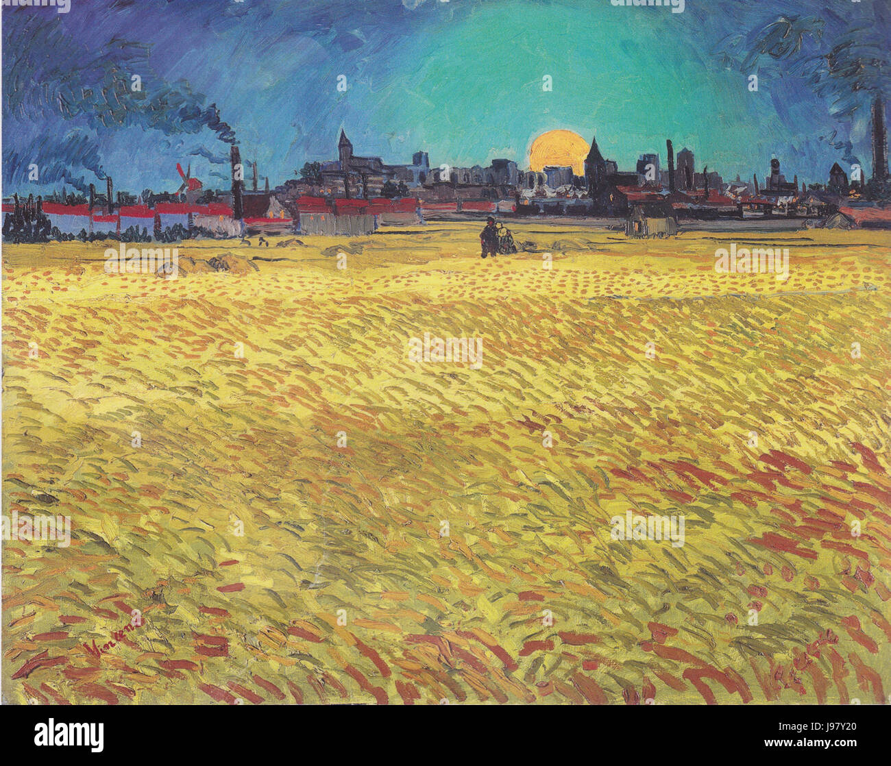 An artwork by Vincent van Gogh titled 'Sommerabend' (Summer Evening ...