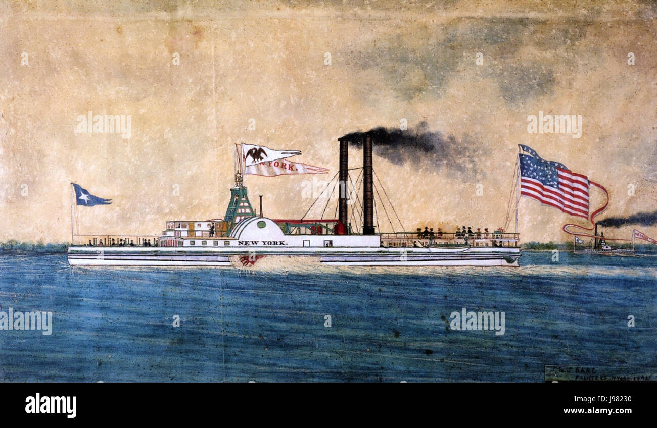 The steamboat New York, launched in 1836, was an early vessel in the ...