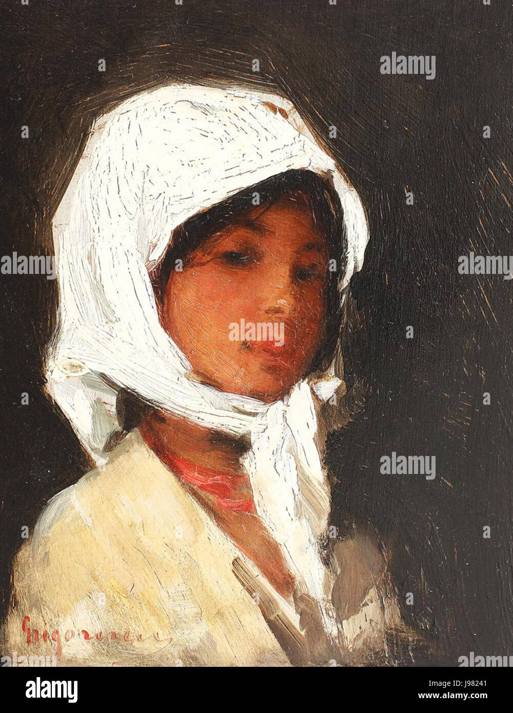 Nicolae Grigorescu Tarancuta cu broboada alba Stock Photo - Alamy