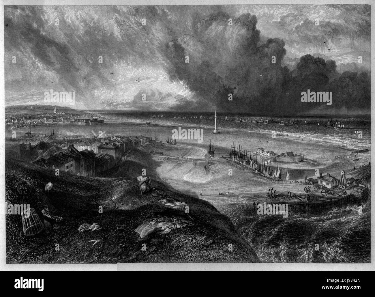 Yarmouth engraving by William Miller after Turner Stock Photo - Alamy