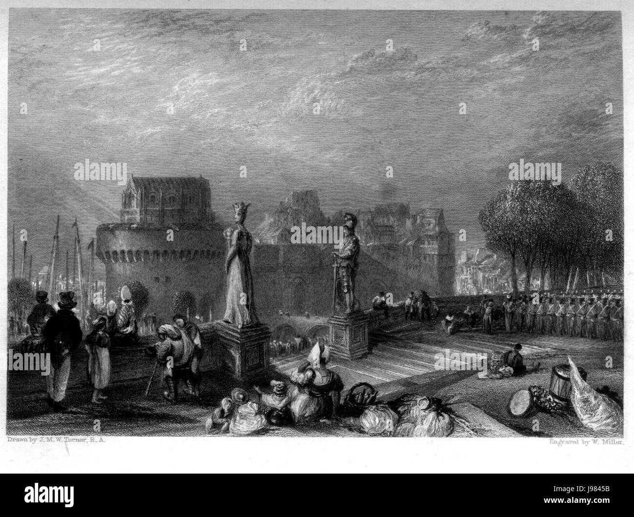 Nantes town engraving by William Miller after Turner Stock Photo - Alamy