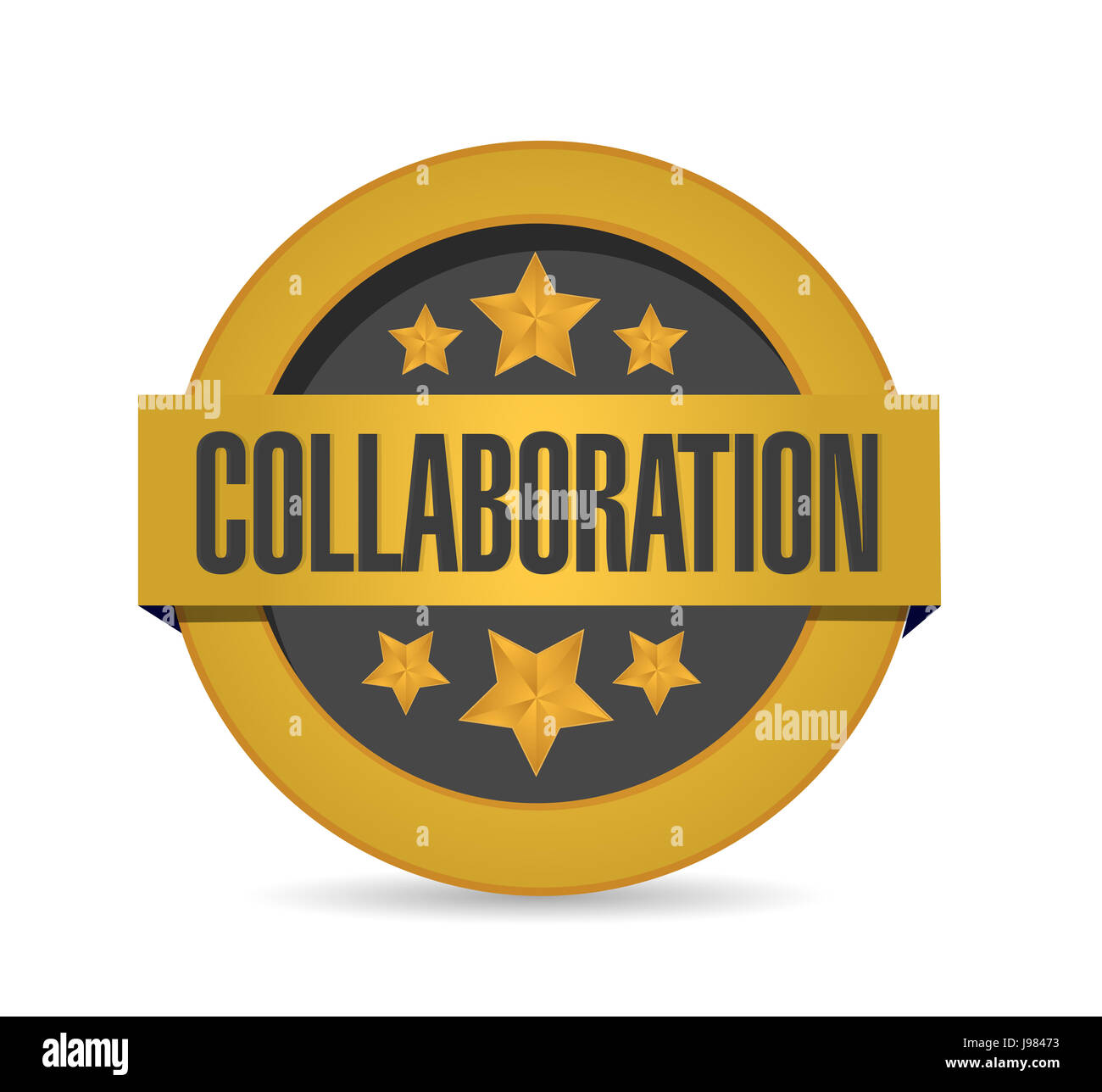 gold collaboration seal stamp illustration isolated over a white ...