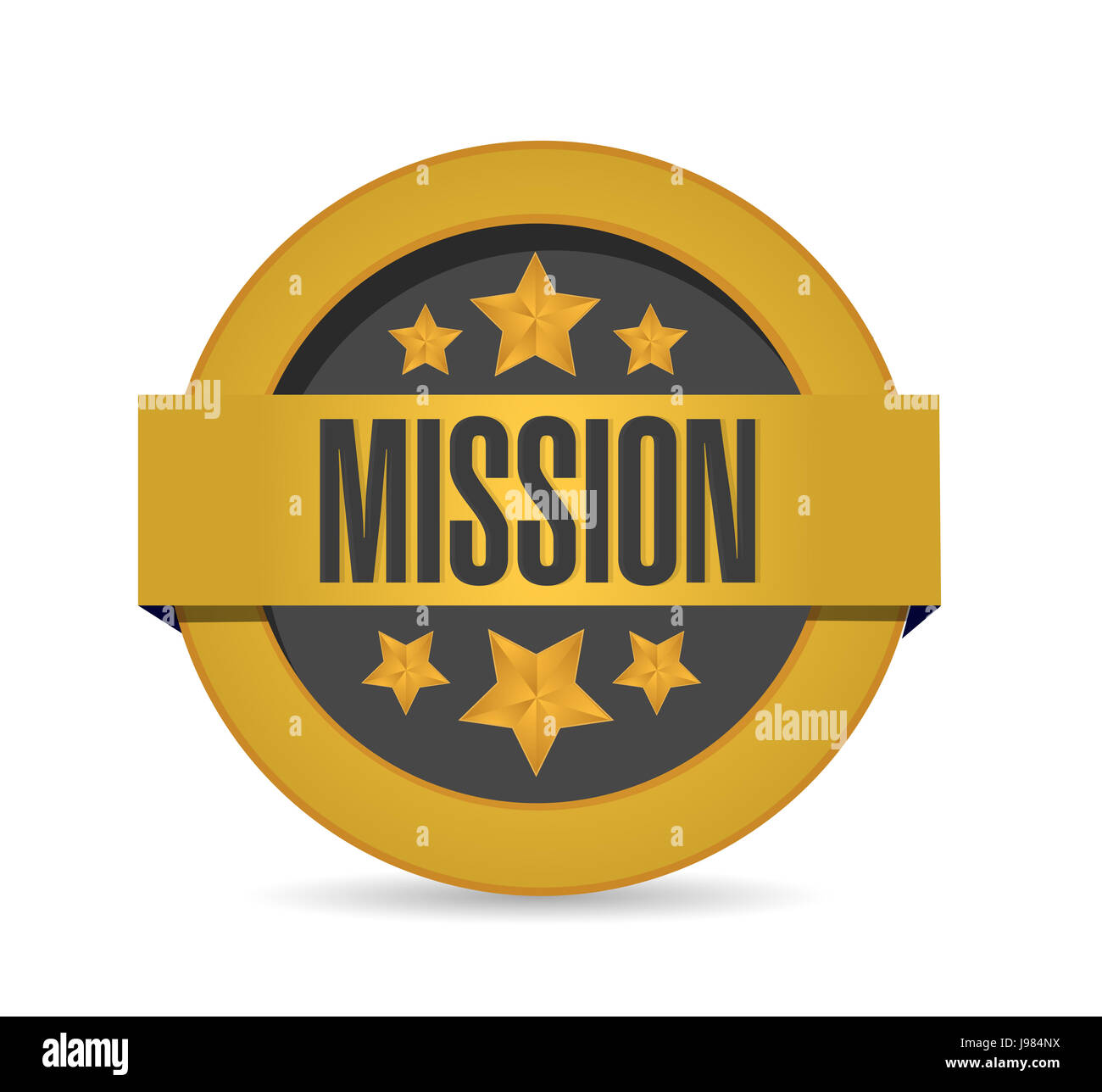 gold mission seal stamp illustration isolated over a white background ...
