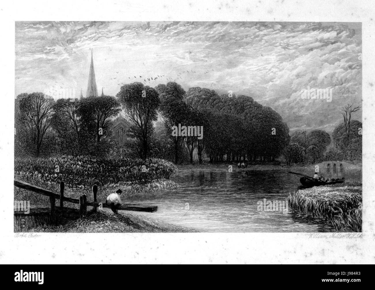 Stratford engraving by William Miller after Birket Foster Stock Photo ...