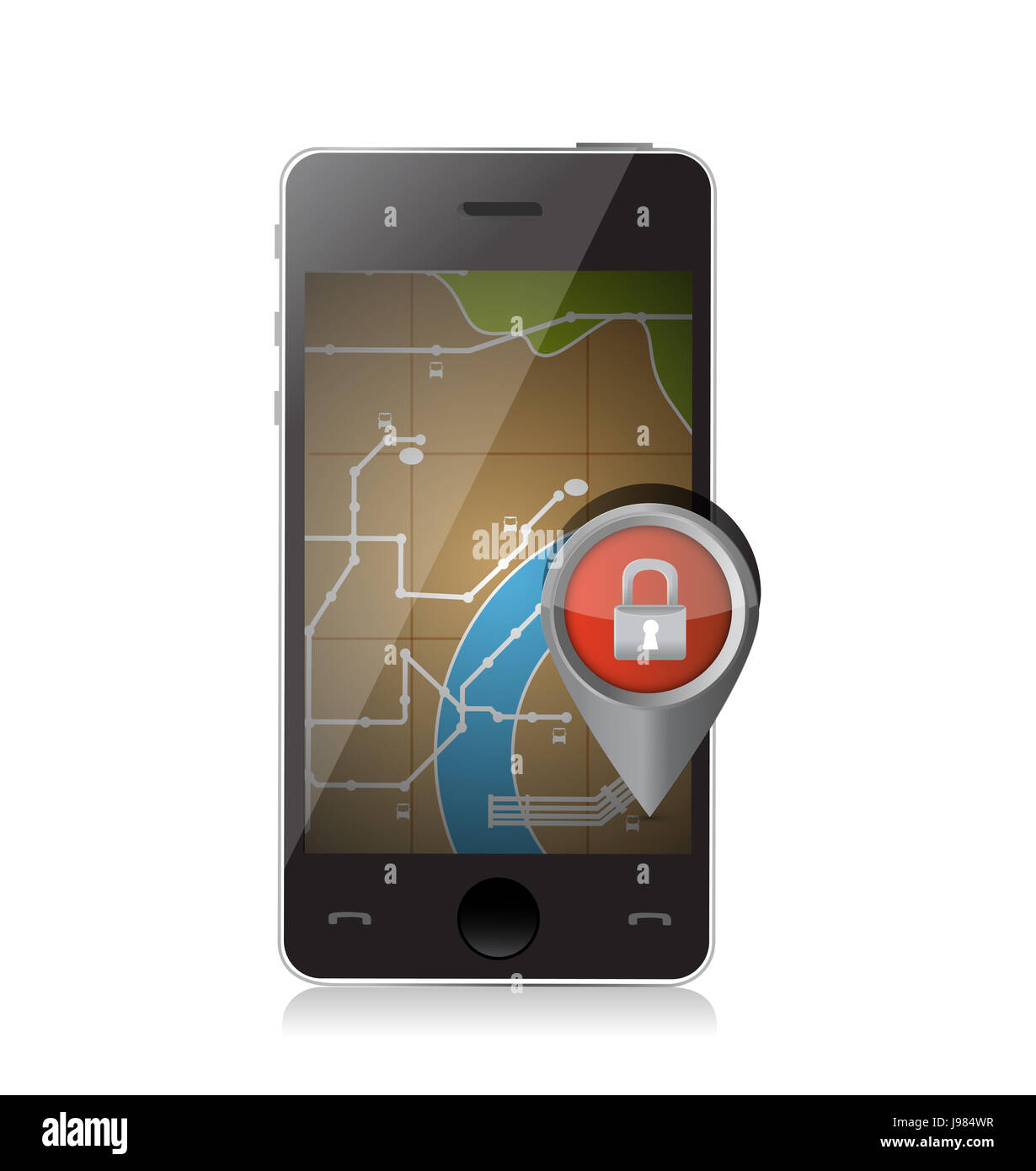 lock location on a mobile gps app. illustration design graphic over ...