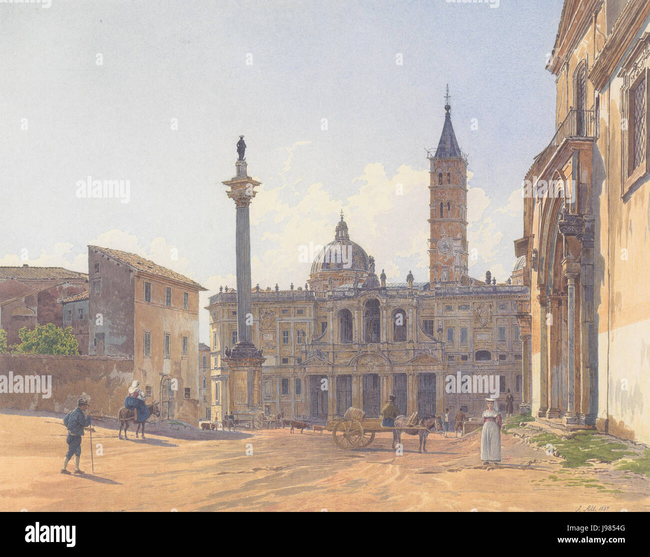 Rudolf von Alt Die Basilika Santa Maria Maggiore in Rom 1837 Stock ...