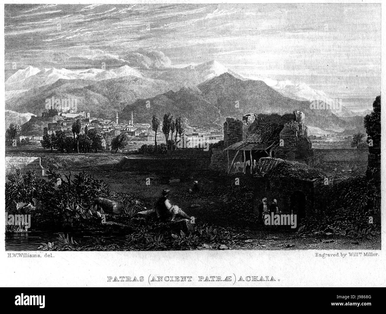 Patras (Ancient Patrae) Achaia engraving by William Miller after H W ...
