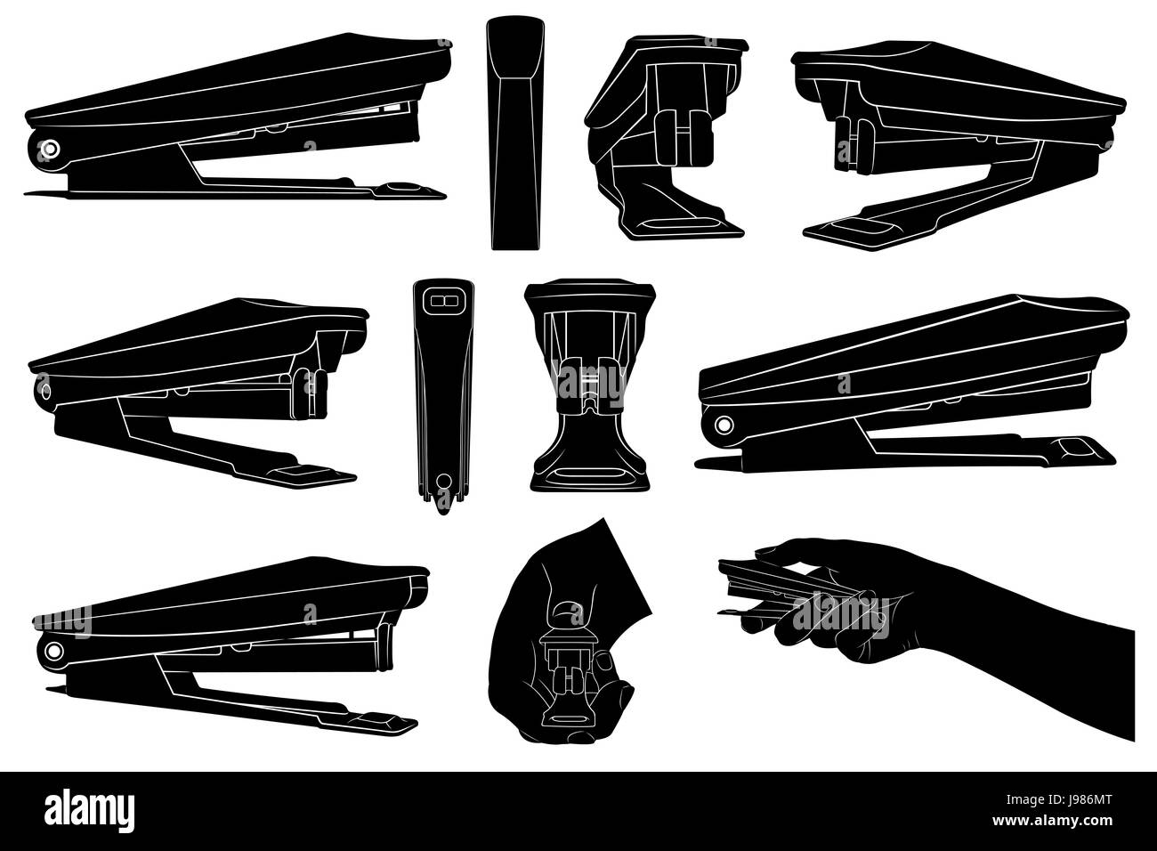 Set of different staplers isolated on white Stock Photo - Alamy