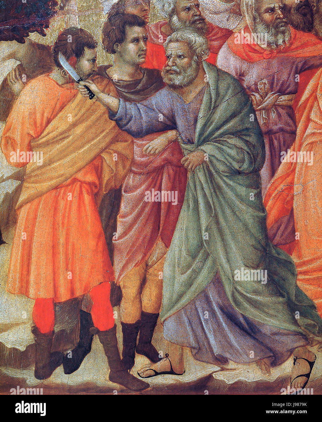 St. Peter cut slave's ear (by Duccio Stock Photo - Alamy