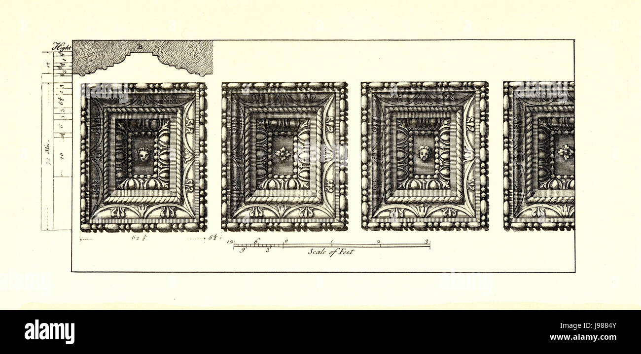 Tafel 047a Spalato Jupitertempel Detail der Kassettendecke Robert Adam ...