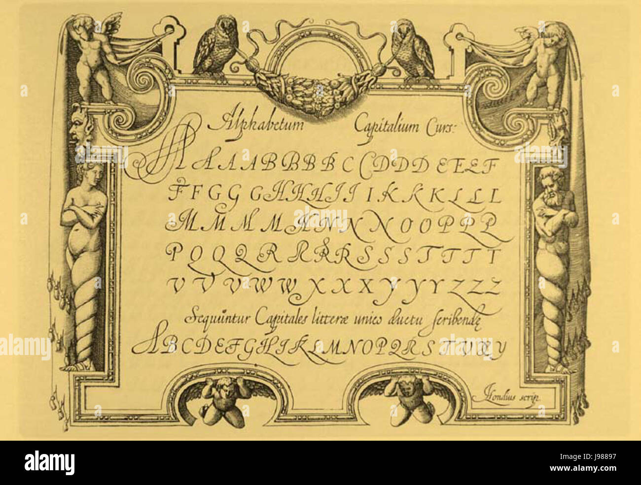Theatrum artis scribendi 1594 page 7 Alphabetum Capitalium Curs Stock ...