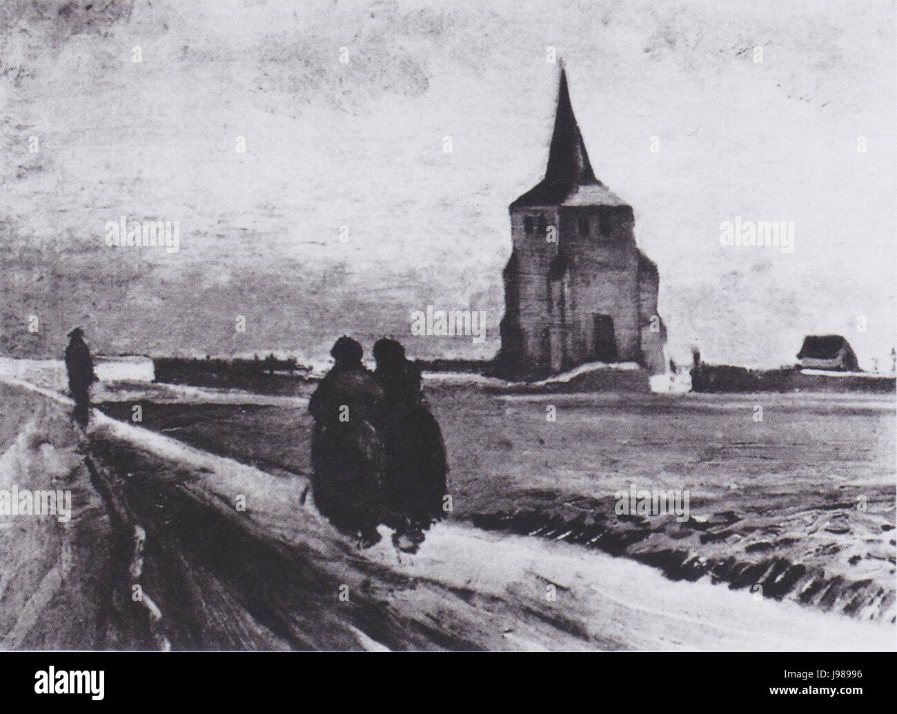 Van Gogh Der alte Friedhofsturm in Nuenen mit drei Figuren Stock Photo ...