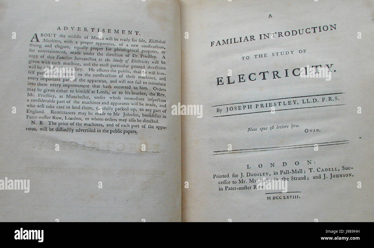 Title and advertisement from Familiar Introduction to Electricity Stock ...