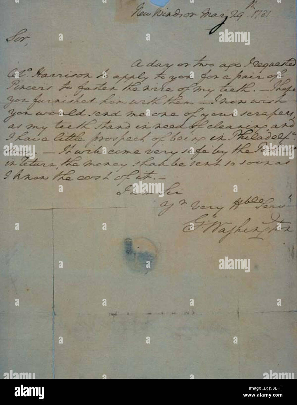 Washington's letter to Baker Stock Photo - Alamy